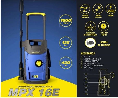 מכונת שטיפה בלחץ 125 באר גרניק מישלין Michelin MPX16E 125 Bar Pressure Washer
